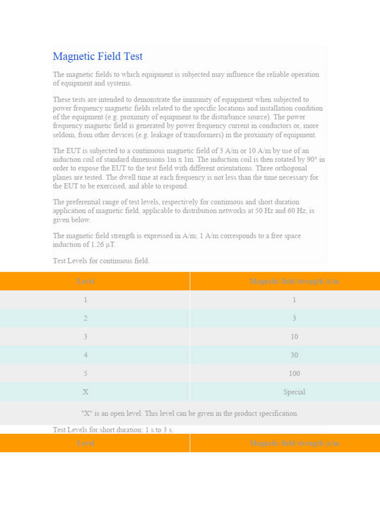Magnetic Field Test | PDF