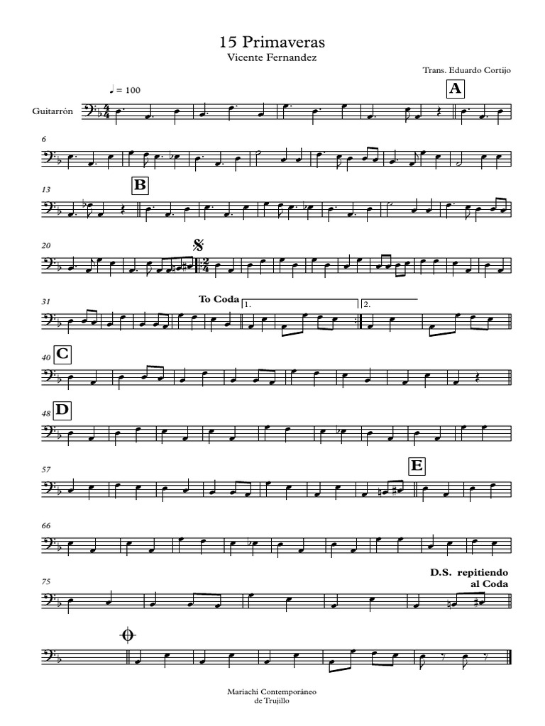 15 Primaveras - Guitarrón | PDF