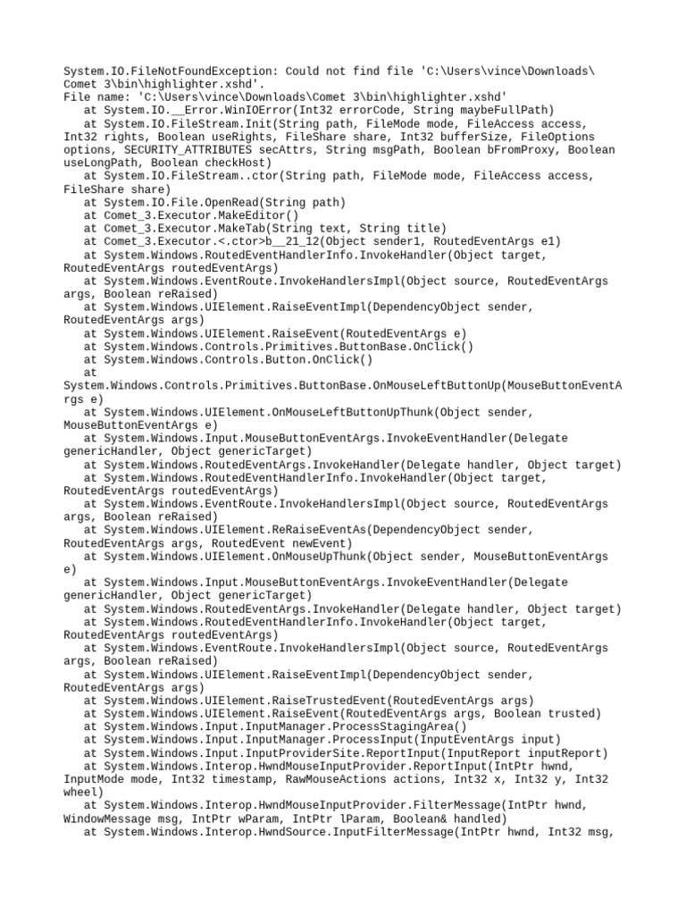 CometException-10-07-48 am | PDF | Microsoft Windows | Callback (Computer Programming)