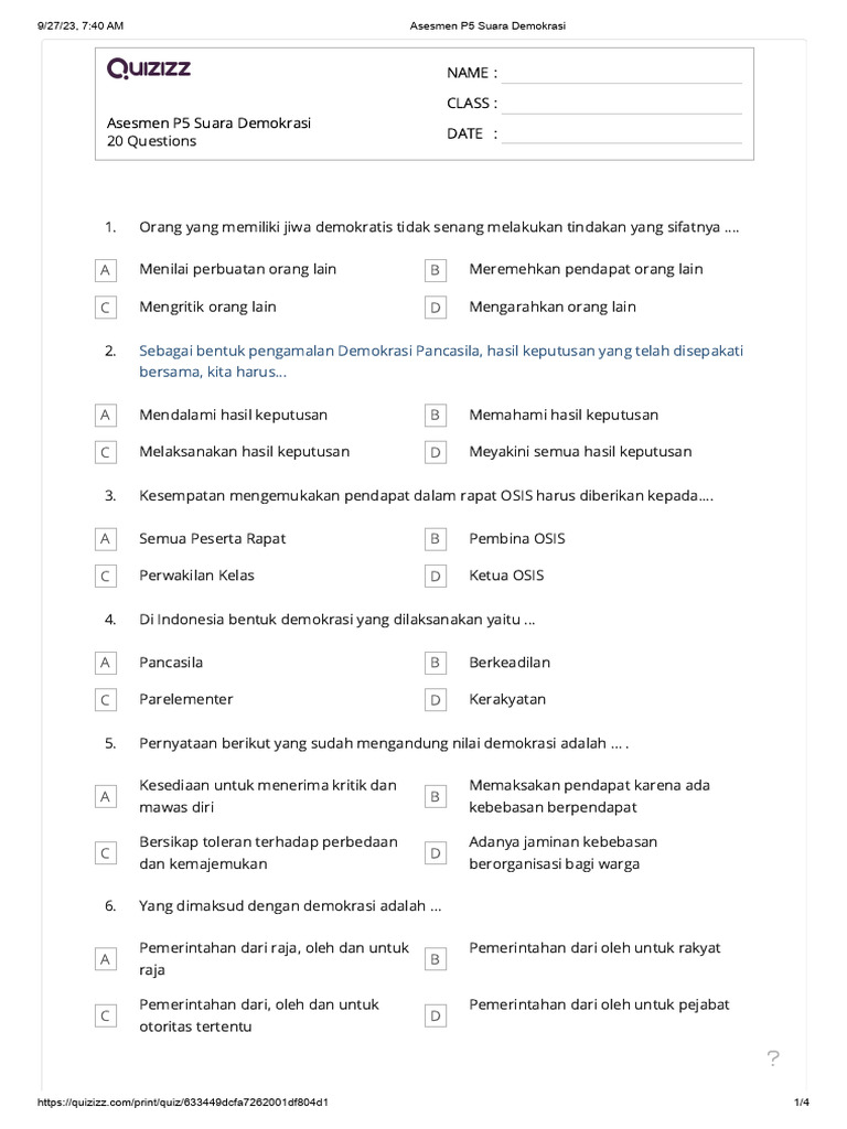 Asesmen P5 Suara Demokrasi | PDF | Karier & Perkembangan | Ilmu Sosial