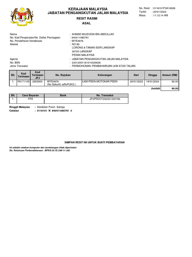 Resit Pembaharuan LKM Online | PDF