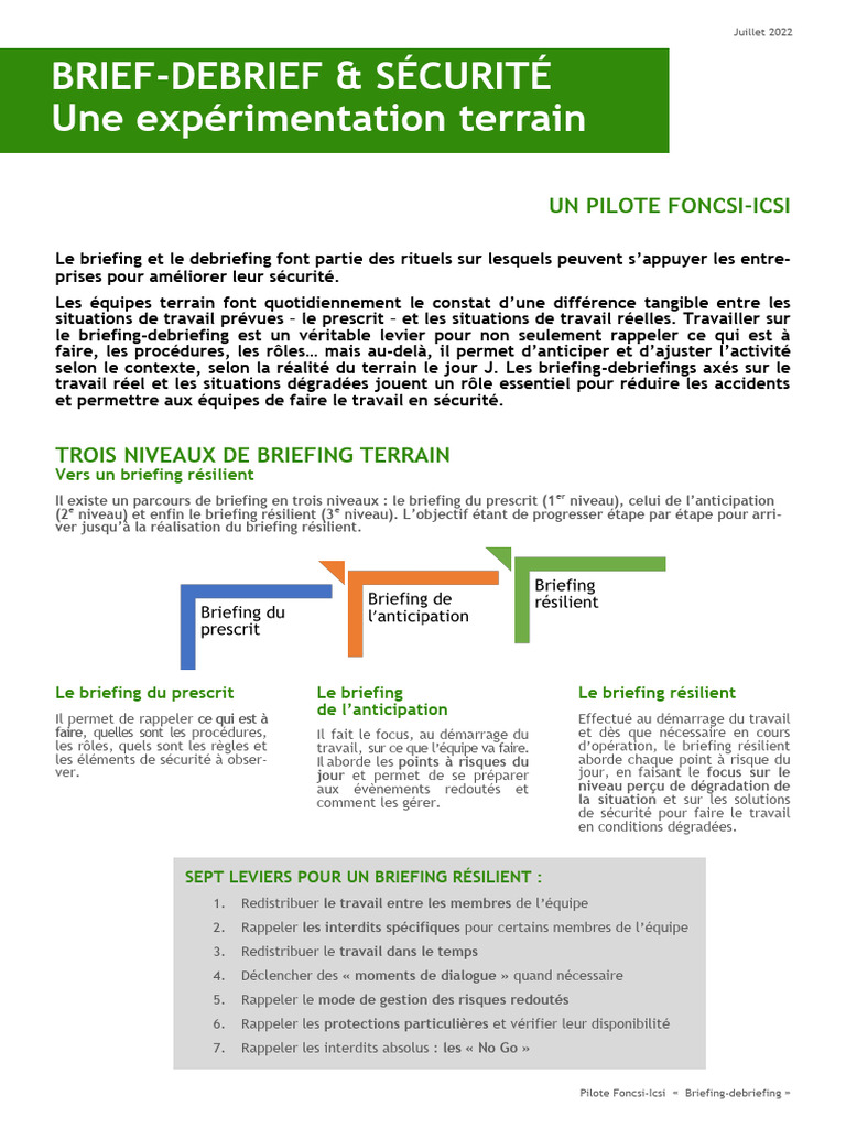 Brief Debrief - Pilote Foncsi | Download Free PDF | Sécurité