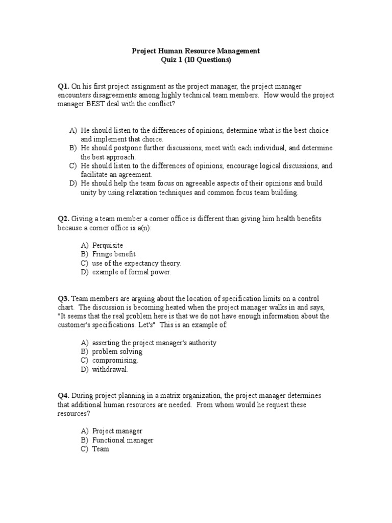 Q&A - Project Human Resource Management | PDF | Motivation | Motivational