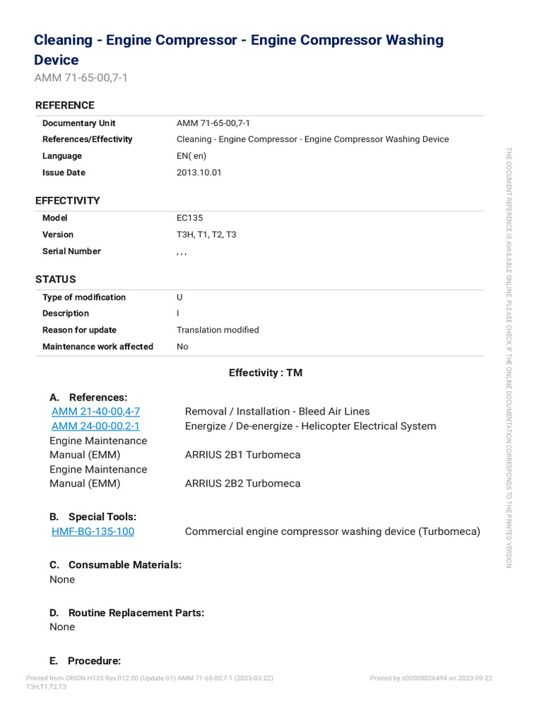 CLEANING ENGINE ARRIUS 2B2 (AMM) | PDF | Engines | Energy Technology