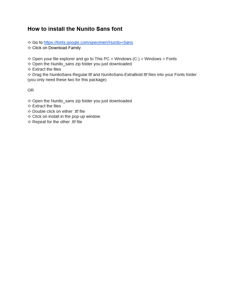 How To Install The Nunito Sans Font | PDF