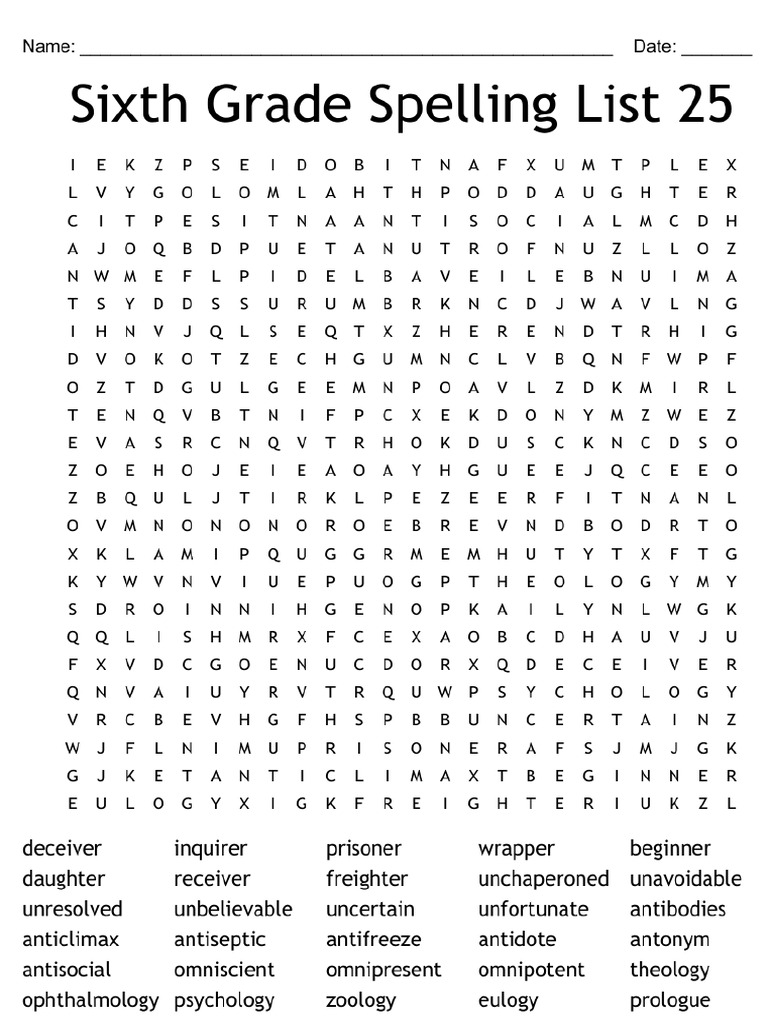 Word Puzzle - Grade 6 | PDF