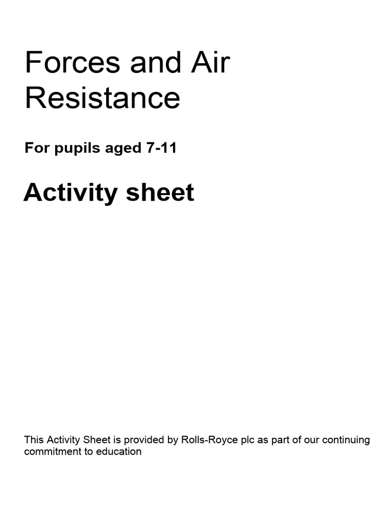 28352-Forces and Air Resistance Activity Sheet | PDF