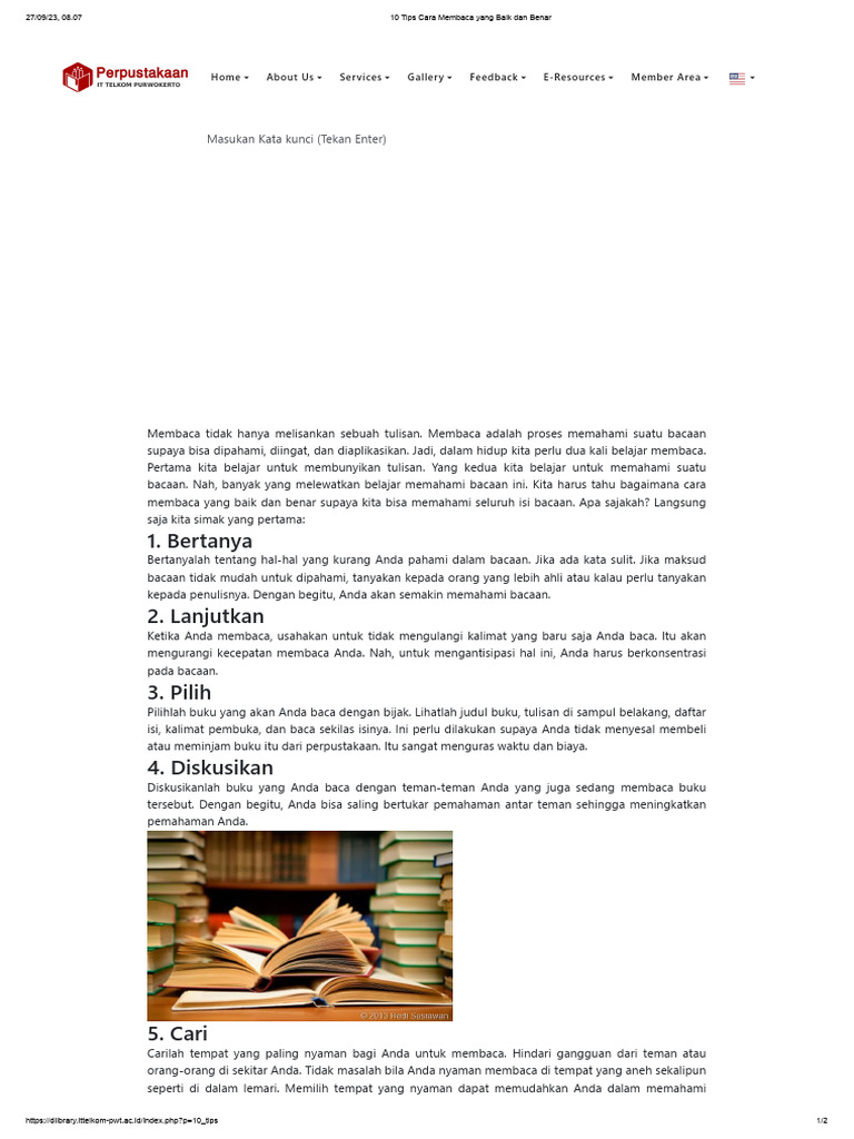 10 Tips Cara Membaca Yang Baik Dan Benar | PDF