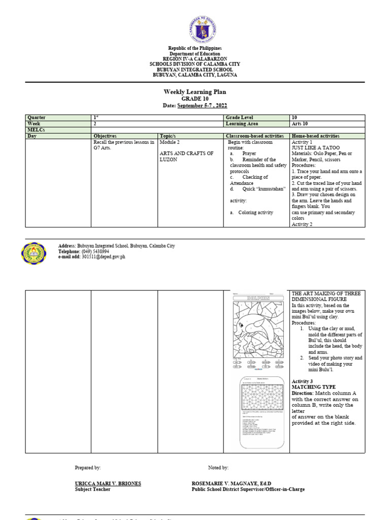 WLP - G10 - Q1 - FIRST-Week 2 Arts 10.docx Home | PDF