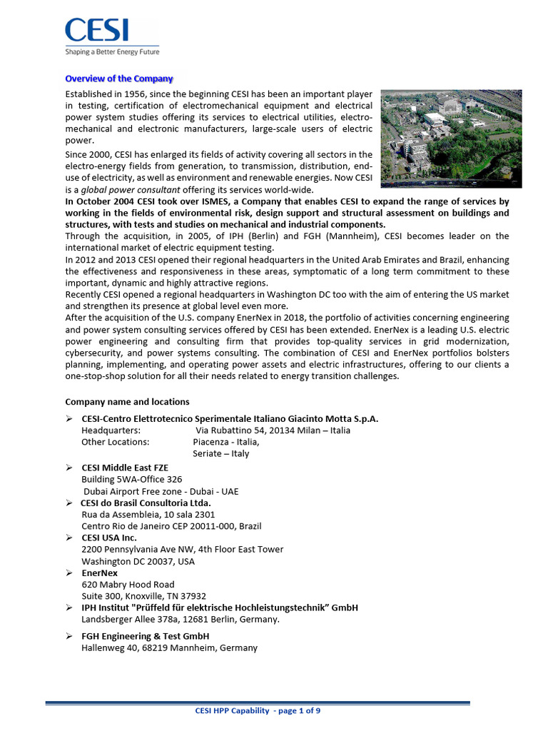 CESI HPP Capability | PDF | Dam | Engineering