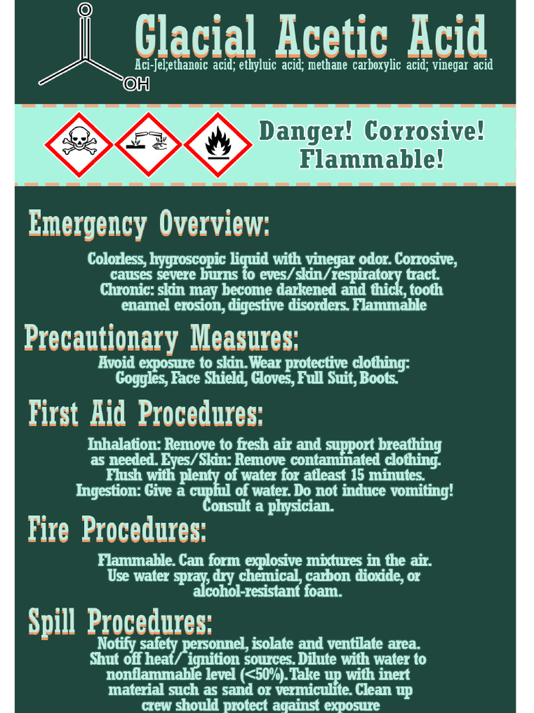 Glacial Acetic Acid Hazard Summary Chart | PDF