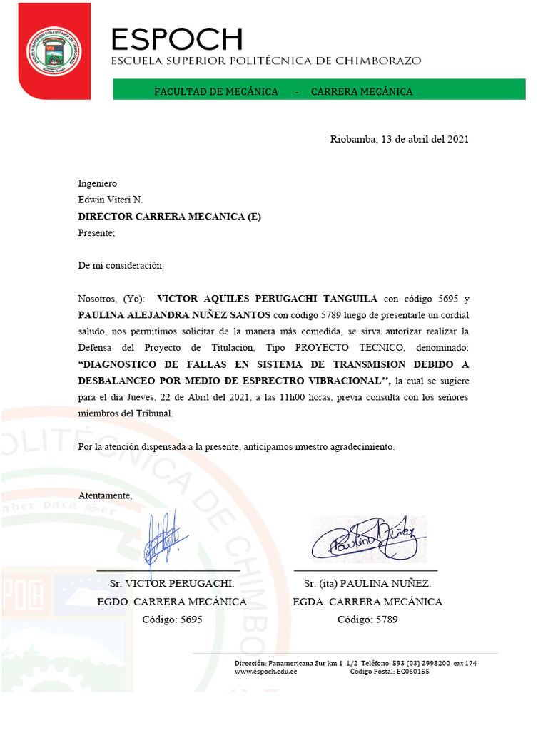 Oficio Director Carrera | PDF