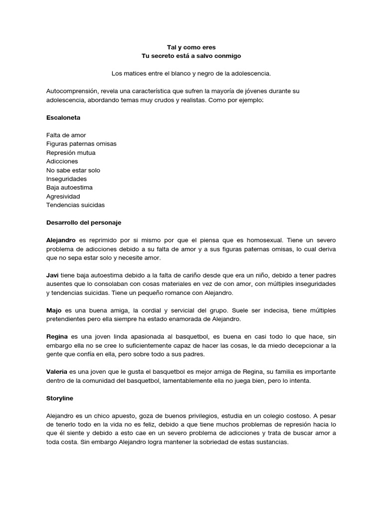 Tal y Como Eres - Tu Secreto Está A Salvo Conmigo | PDF | Amor ...