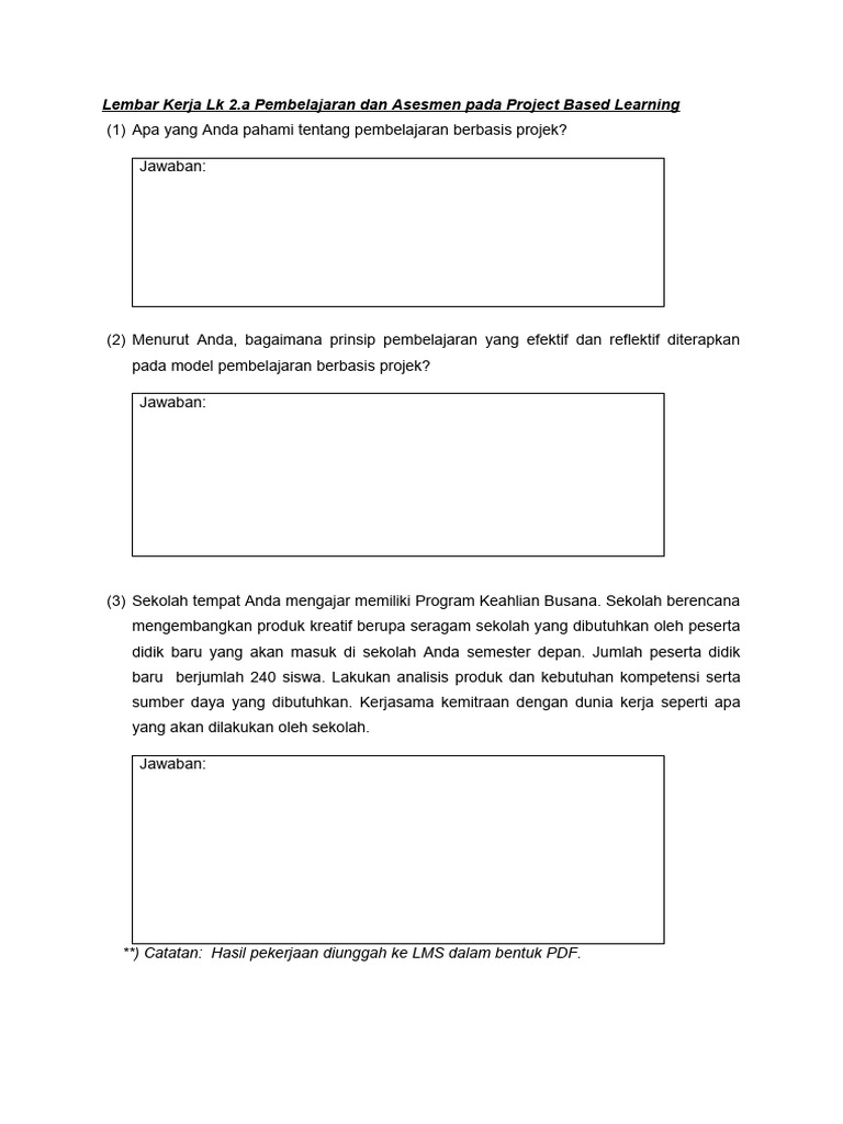 Pembelajaran Berbasis Projek di Sekolah | PDF
