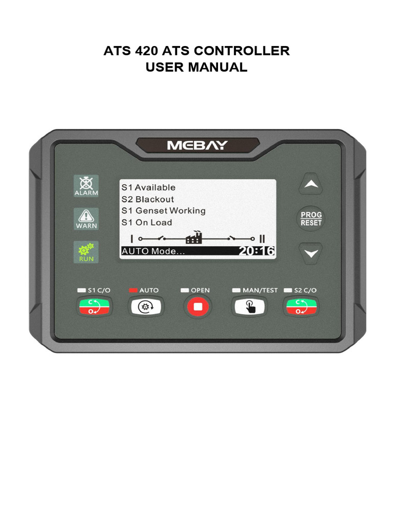 ATS420 ATS Controller User Manual V1.0 | PDF | Power Supply | Relay