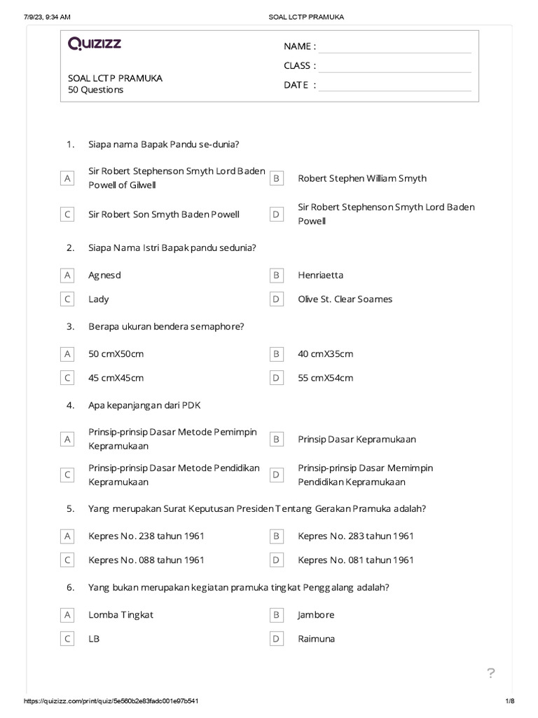 Soal LCTP Pramuka | PDF