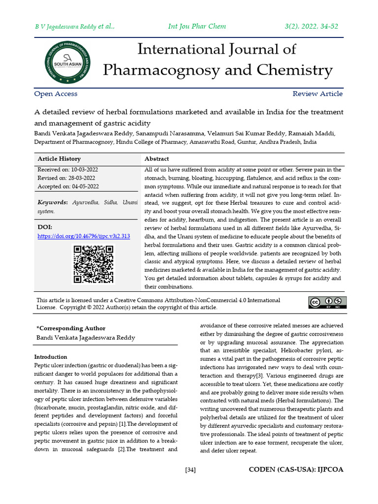 A Detailed Review of Herbal Formulations Marketed and Available in ...