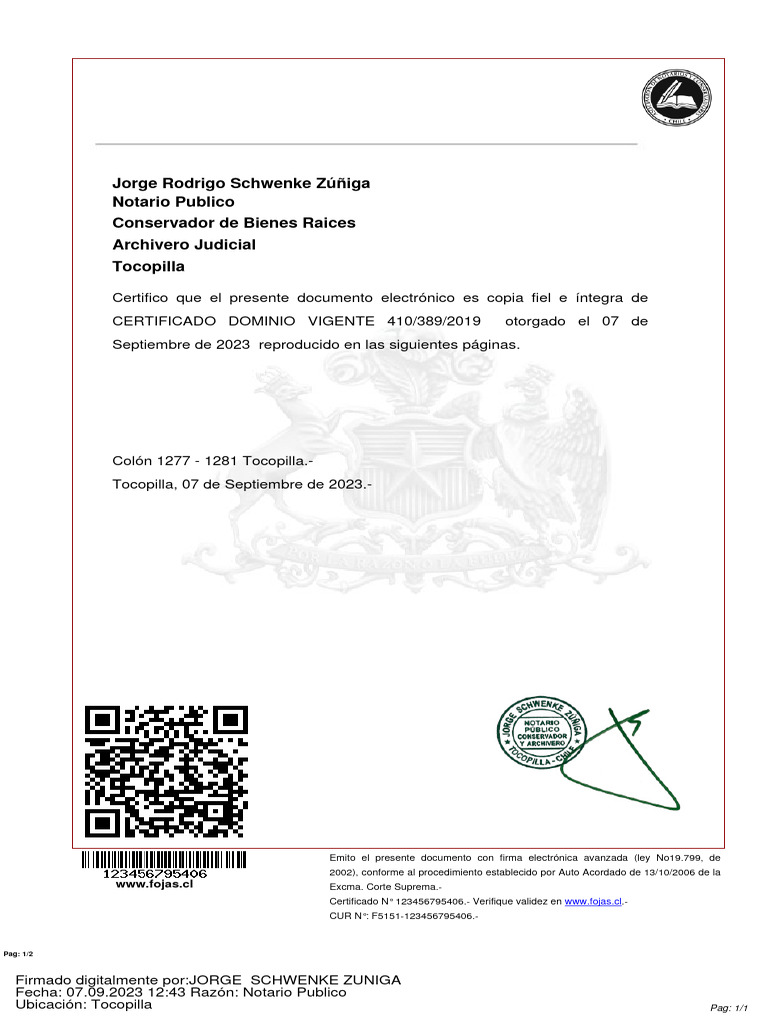 Certificado Dominio Vijente | PDF