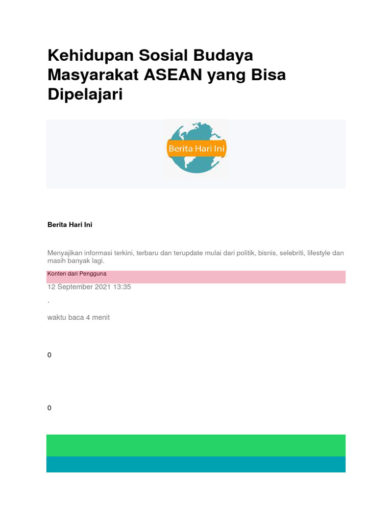 Kehidupan Sosial Budaya Asean | PDF