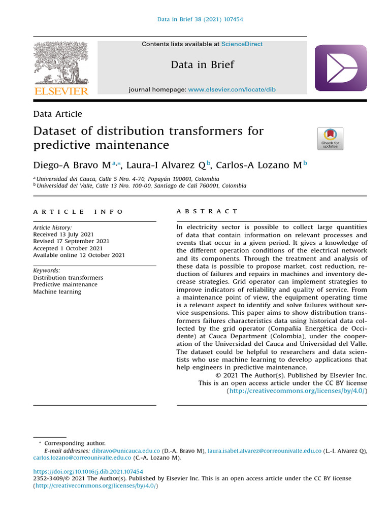 Dataset for Predictive Maintenance of Transformers | PDF | Support ...