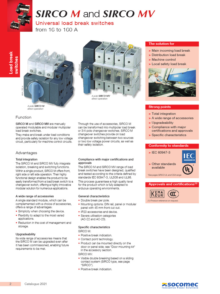 Sirco M and Sirco MV - Universal Load Break Switches From 16 To 160 A ...