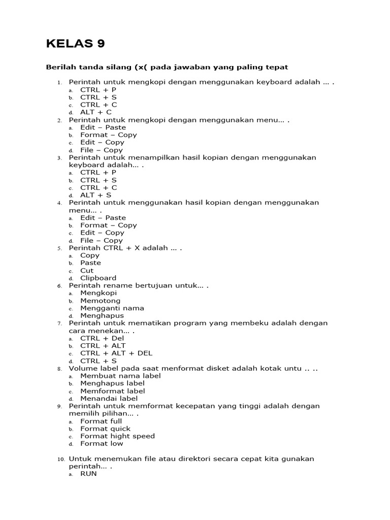 Soal Tik Kelas 7 | PDF