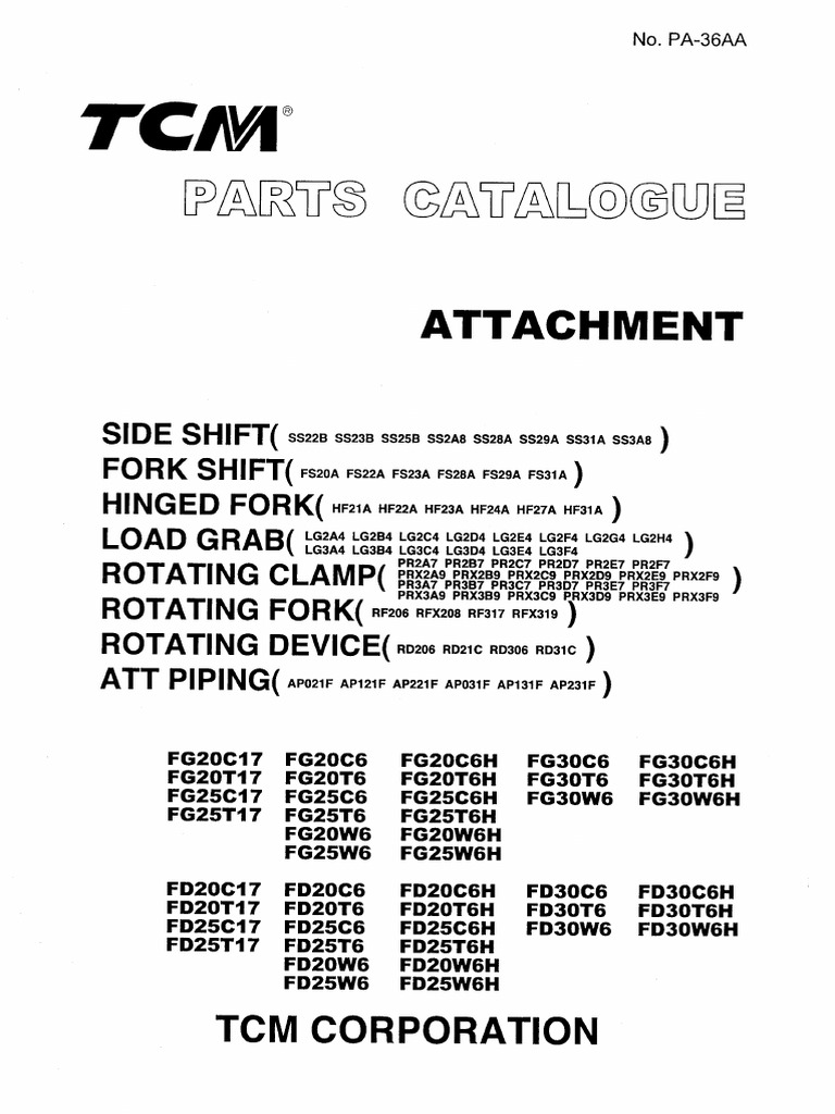 TCM - Parts Catalogue - Attachment FG20 FG25 FG30 C17 T17 C6 T6 W6 C6H ...