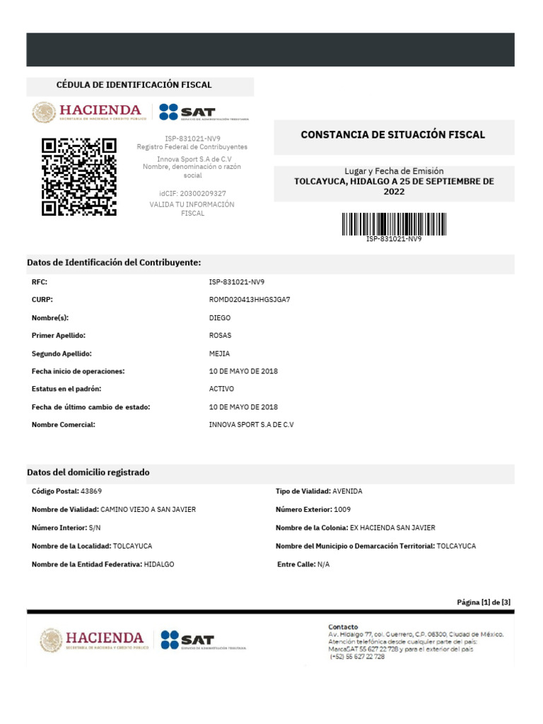 Cedula de Situacion Fiscal | PDF | Finanzas y dinero