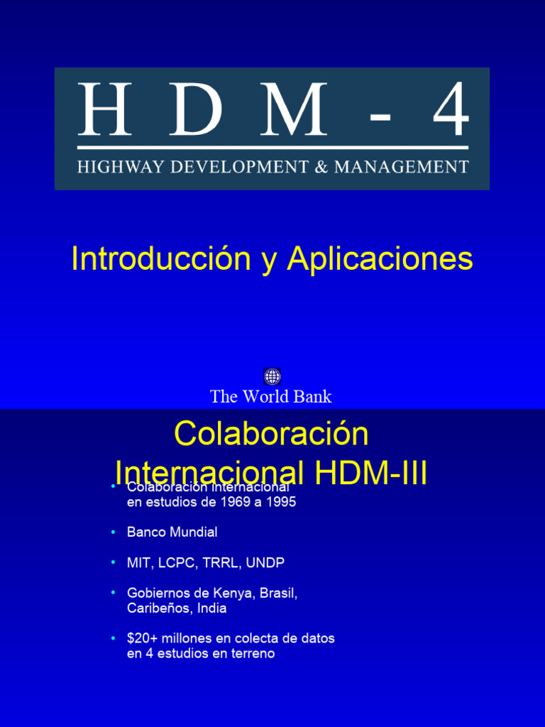 01 HDM-4 Introduccion y Aplicaciones Jul 04 | PDF | Transporte | La ...