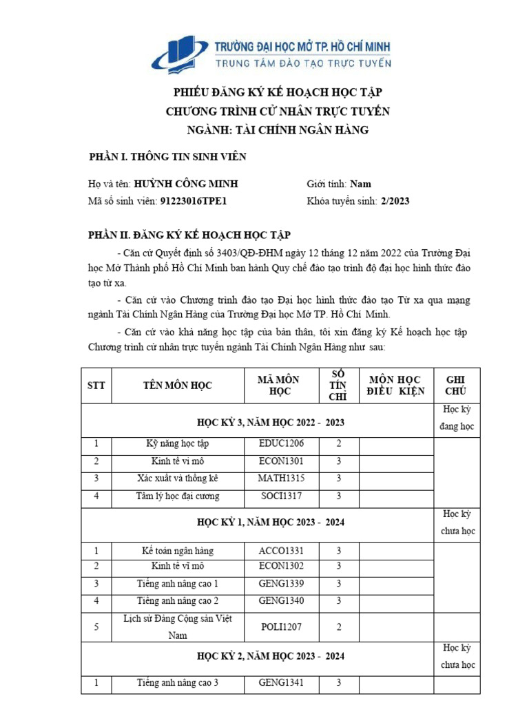 Đky KHHT - Huỳnh Công Minh - 91223016tpe1 | PDF