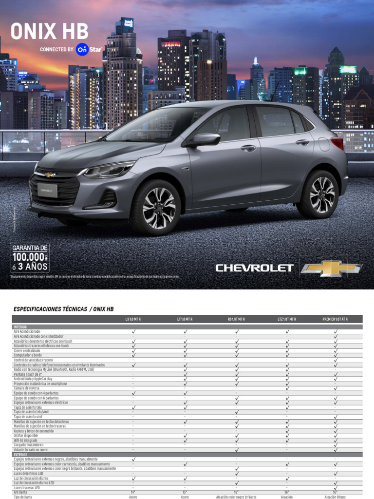 Especificaciones Onix HB 2023 | PDF | Carros deportivos | Vehículos terrestres