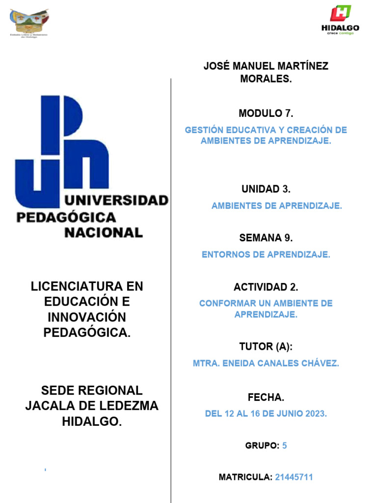 JMMM Conformarunambientedeaprendizaje | PDF | Aprendizaje | Evaluación