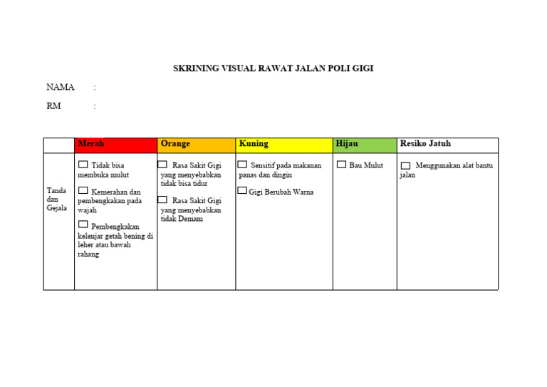 Skrining Visual Rawat Jalan Poli Gigi | PDF