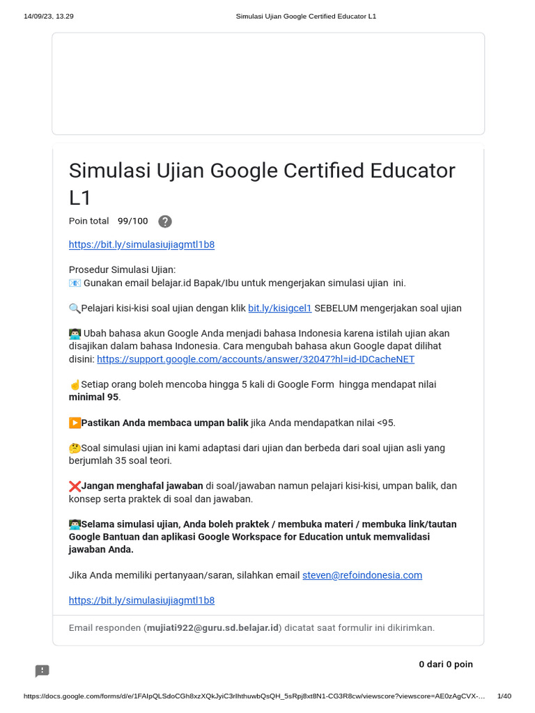 Simulasi Ujian Google Educator L1 | PDF