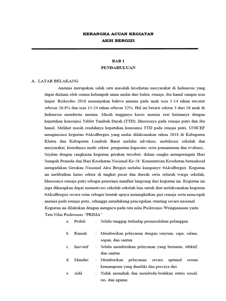 KAK Aksi Bergizi | PDF