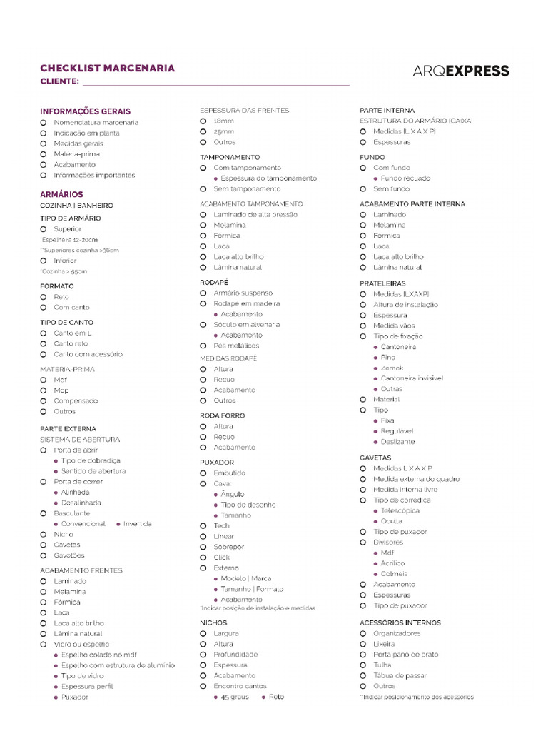 CHECKLIST MARCENARIA | PDF