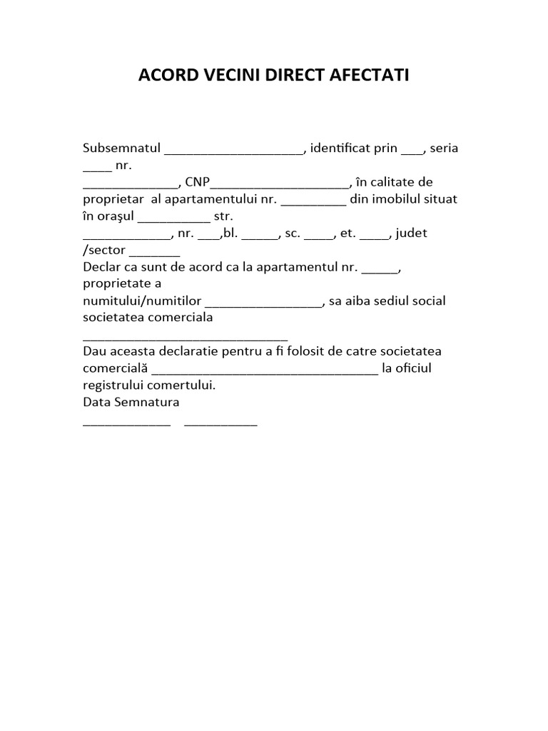 Acord Vecini Direct Afectati | PDF