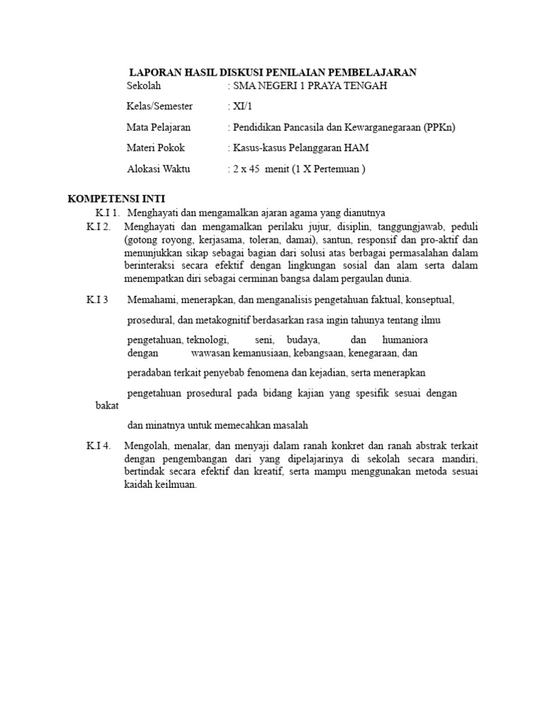 Laporan Hasil Diskusi Penilaian Pembelajaran | PDF