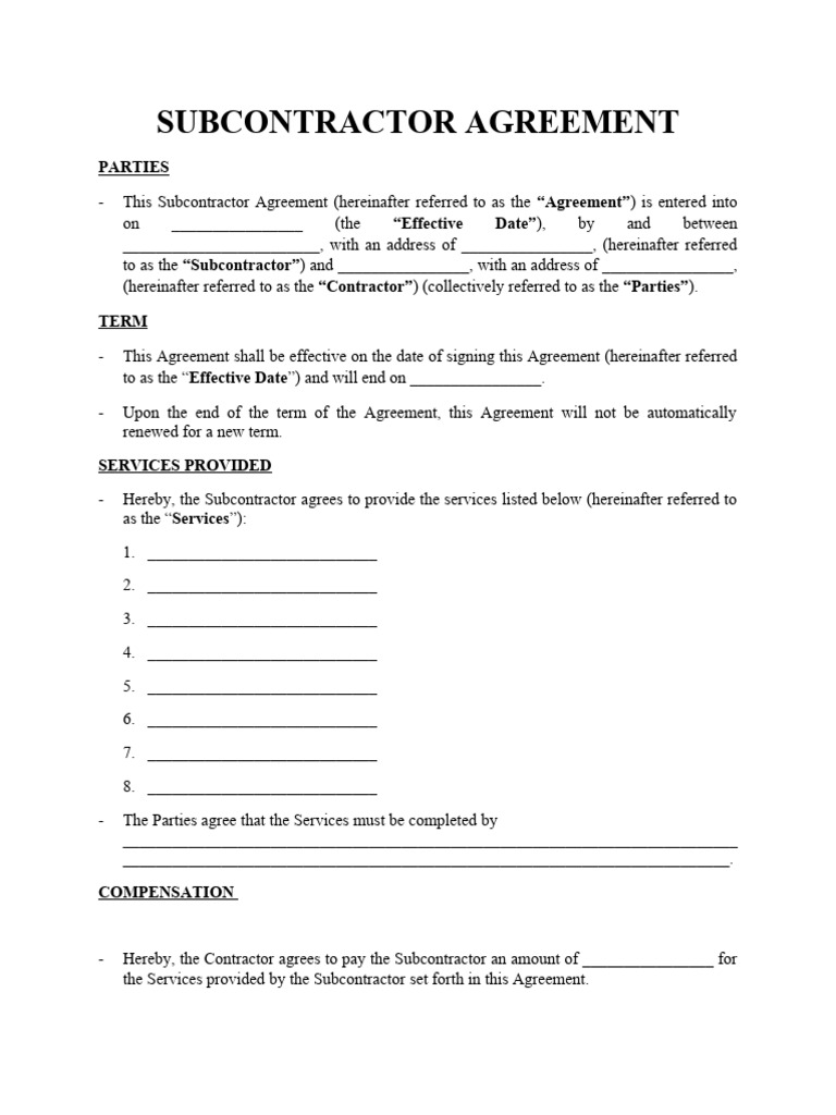 Subcontractor Agreement | PDF | Indemnity | Insurance