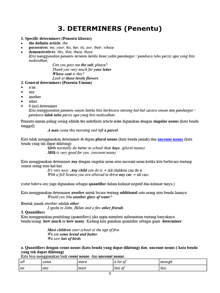 Understanding Determiners in English | PDF