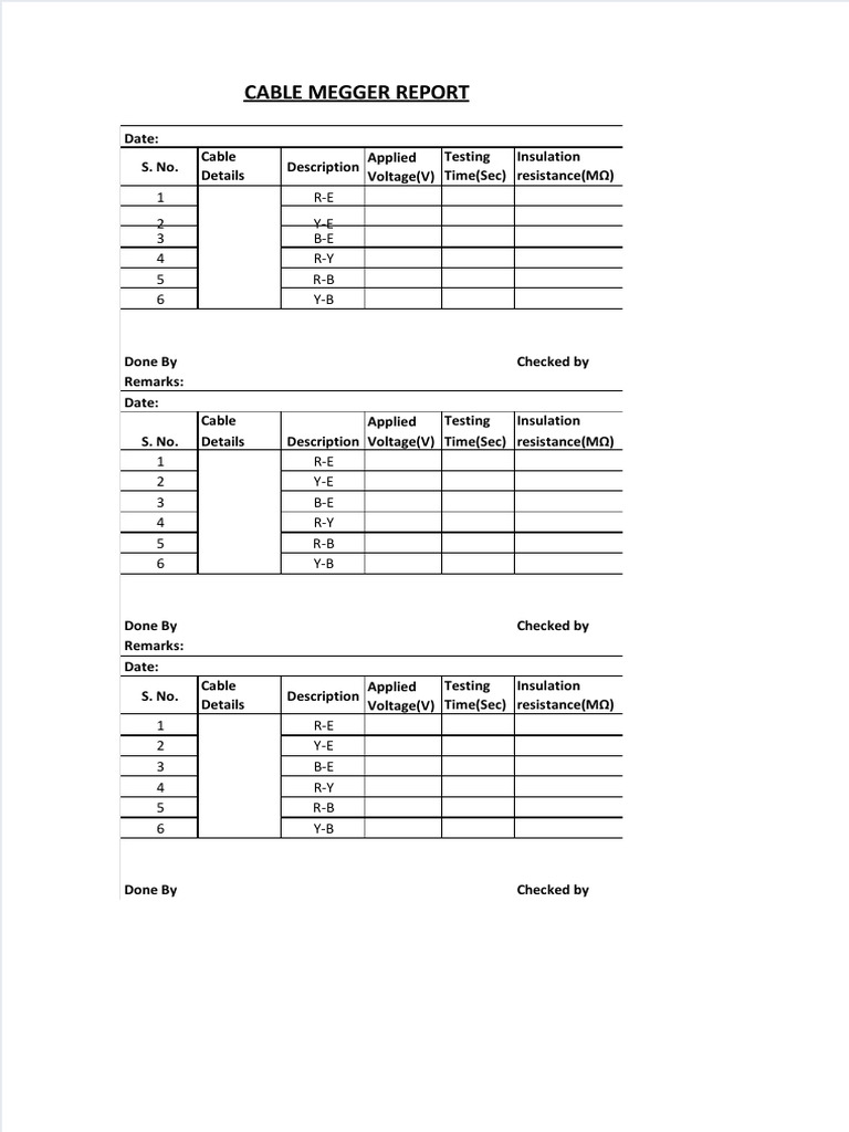 Dokumen.tips Cable Megger Format | PDF | Electrical Components ...