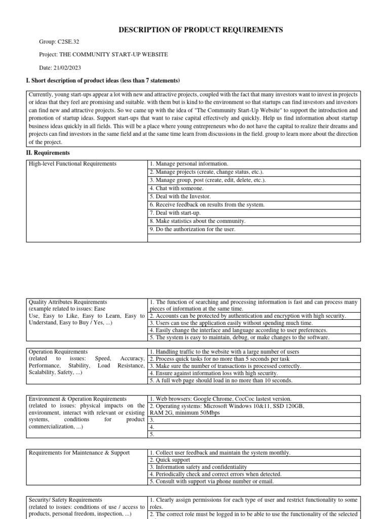 Description-Of-Product-Requirements | PDF | Startup Company | Small ... Description-Of-Product-Requirements | PDF | Startup Company | Small ...