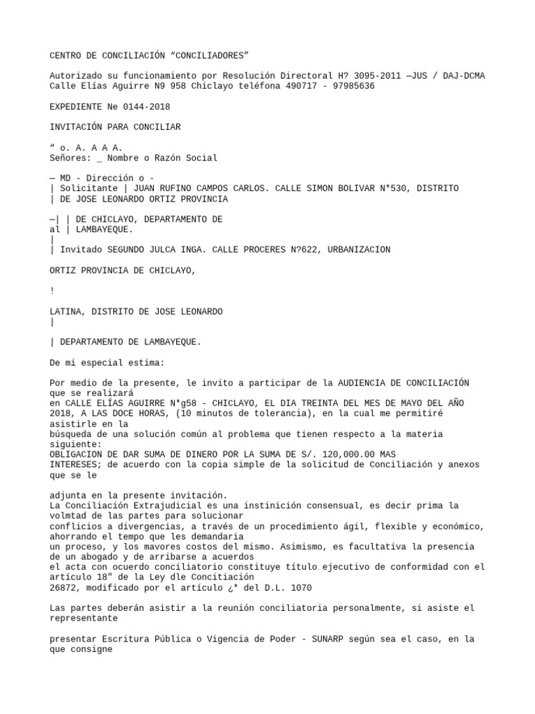 Modelo de Invitación A Conciliar | PDF
