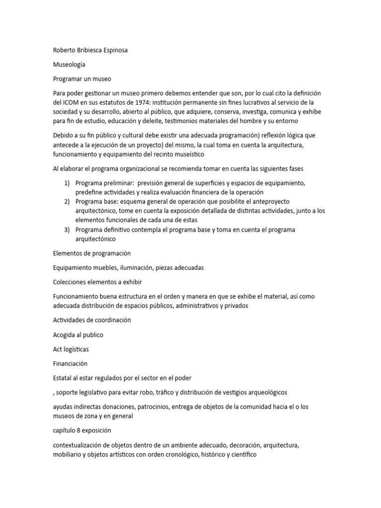 Programar Un Museo (Tarea 1) | PDF | Museo | Museología