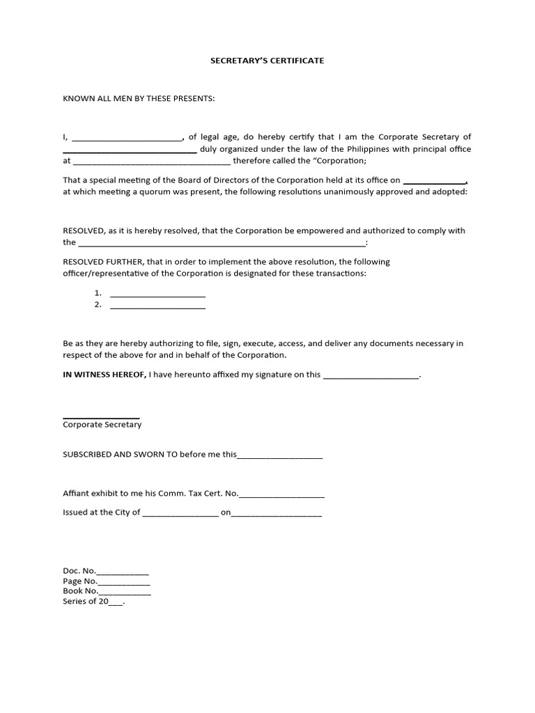 Board Resolution For SEC | PDF