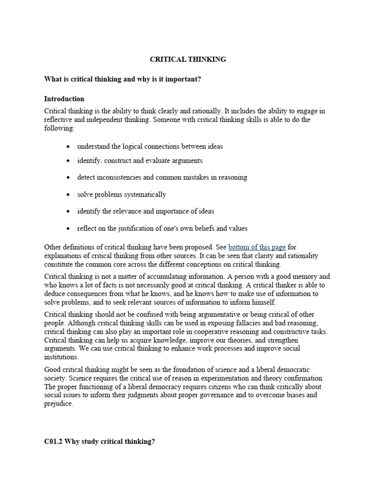 Critical Thinking and Logic Notes | PDF | Argument | Critical Thinking