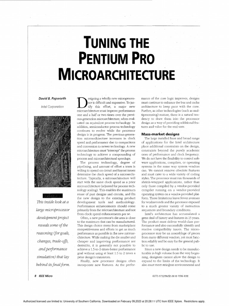 Tuning The Pentium Pro Microarchitecture | PDF | Central Processing ...