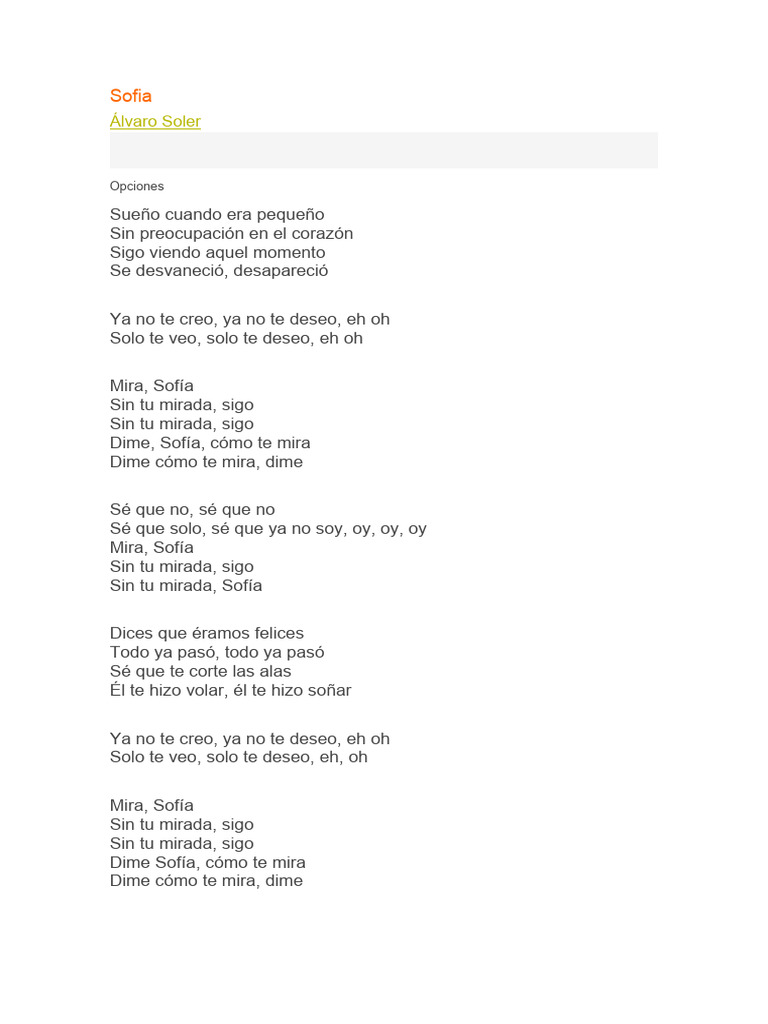 Canción Sofía | PDF