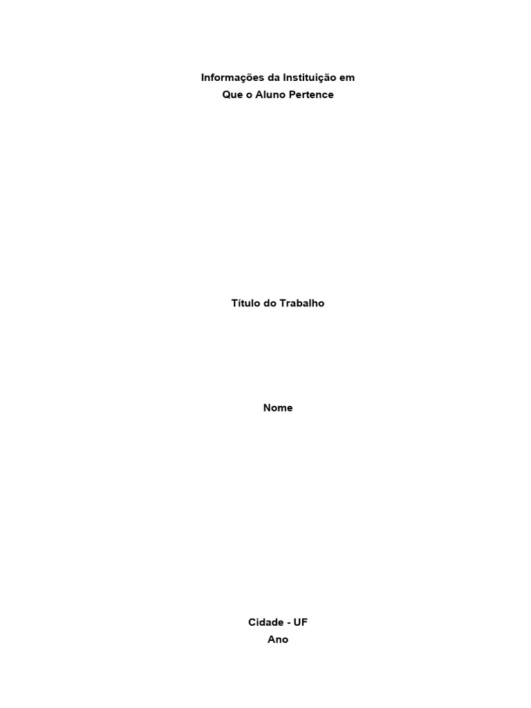 Modelo de Cabeçalho para Trabalhos | PDF Modelo de Cabeçalho para Trabalhos | PDF