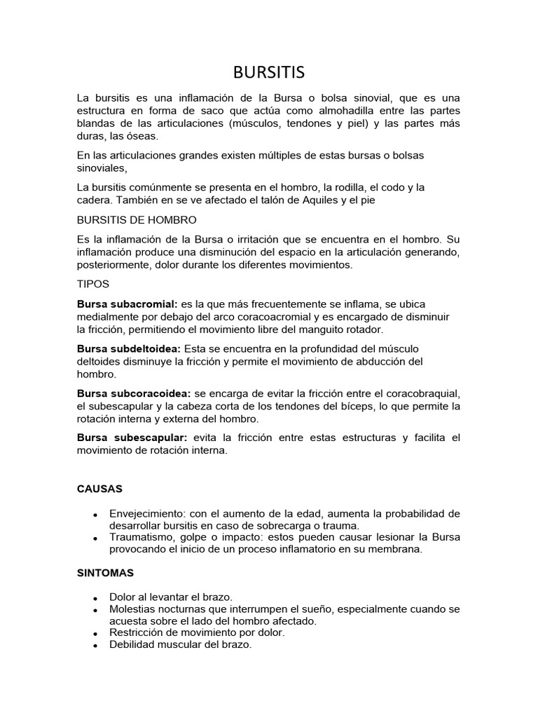 BURSITIS | PDF | Hombro | Causas de la muerte
